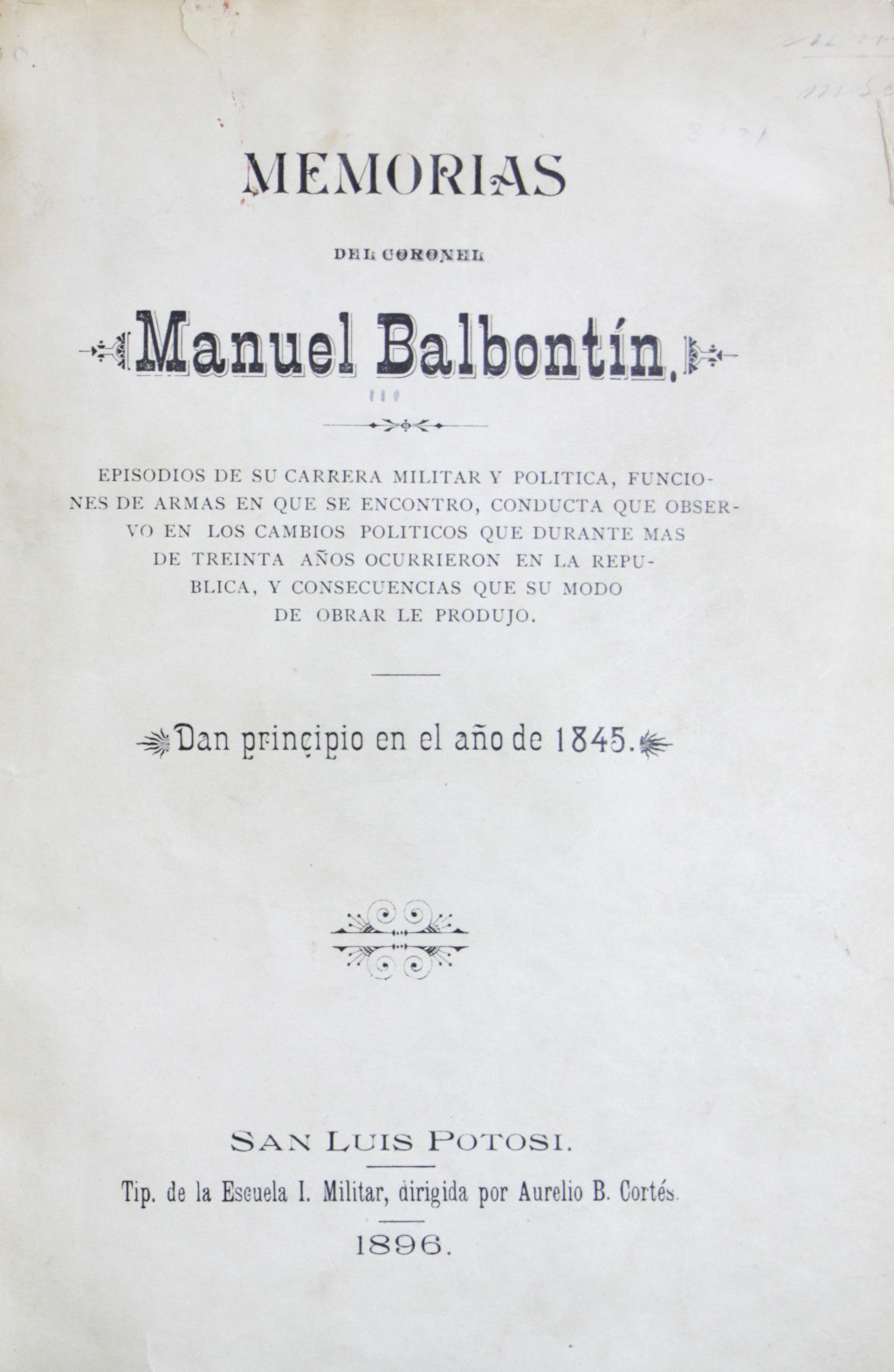 Memorias del Coronel Manuel Balbontín – Fondo Reservado de la ...