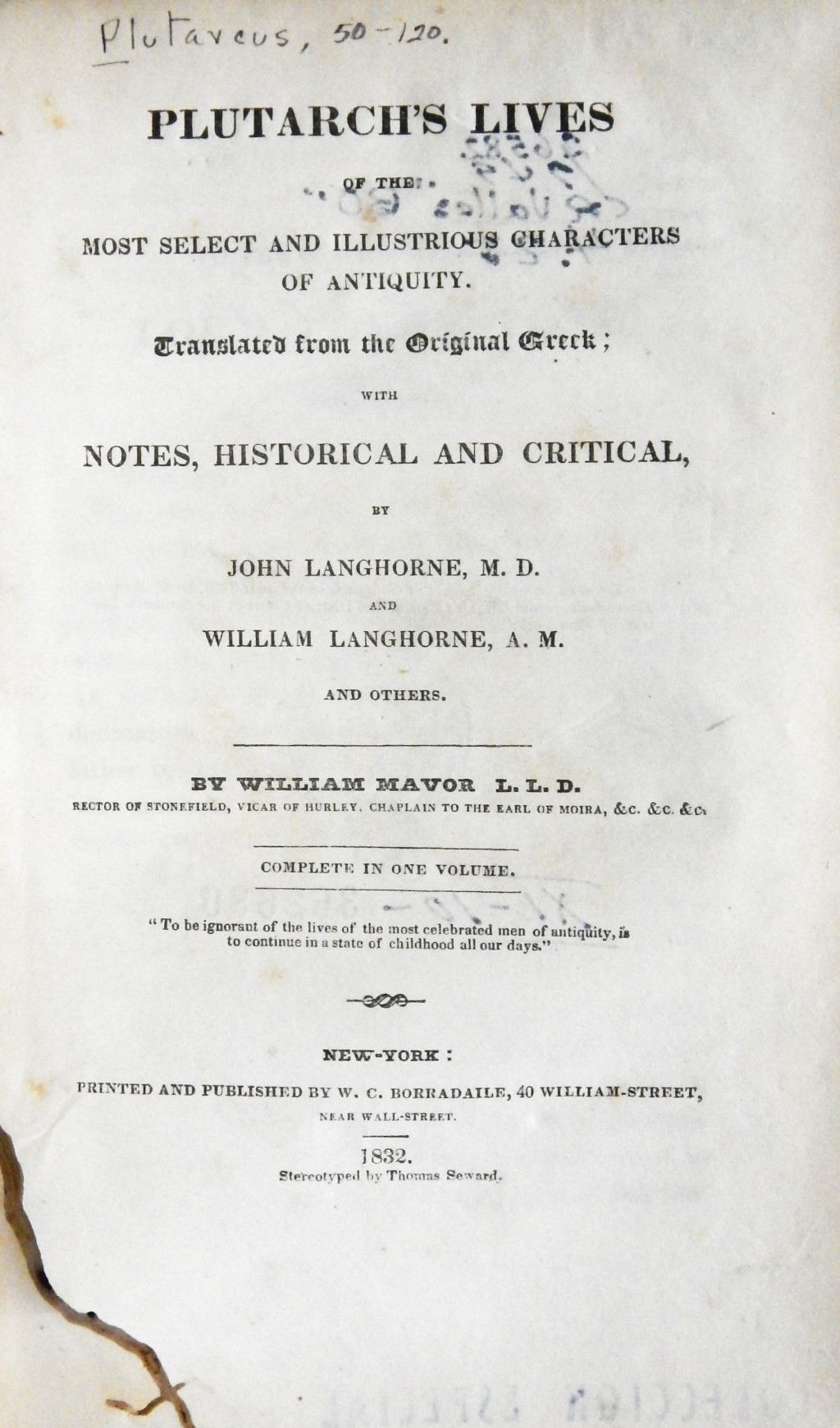 Plutarch’s lives of the most select and illustrious characters of ...